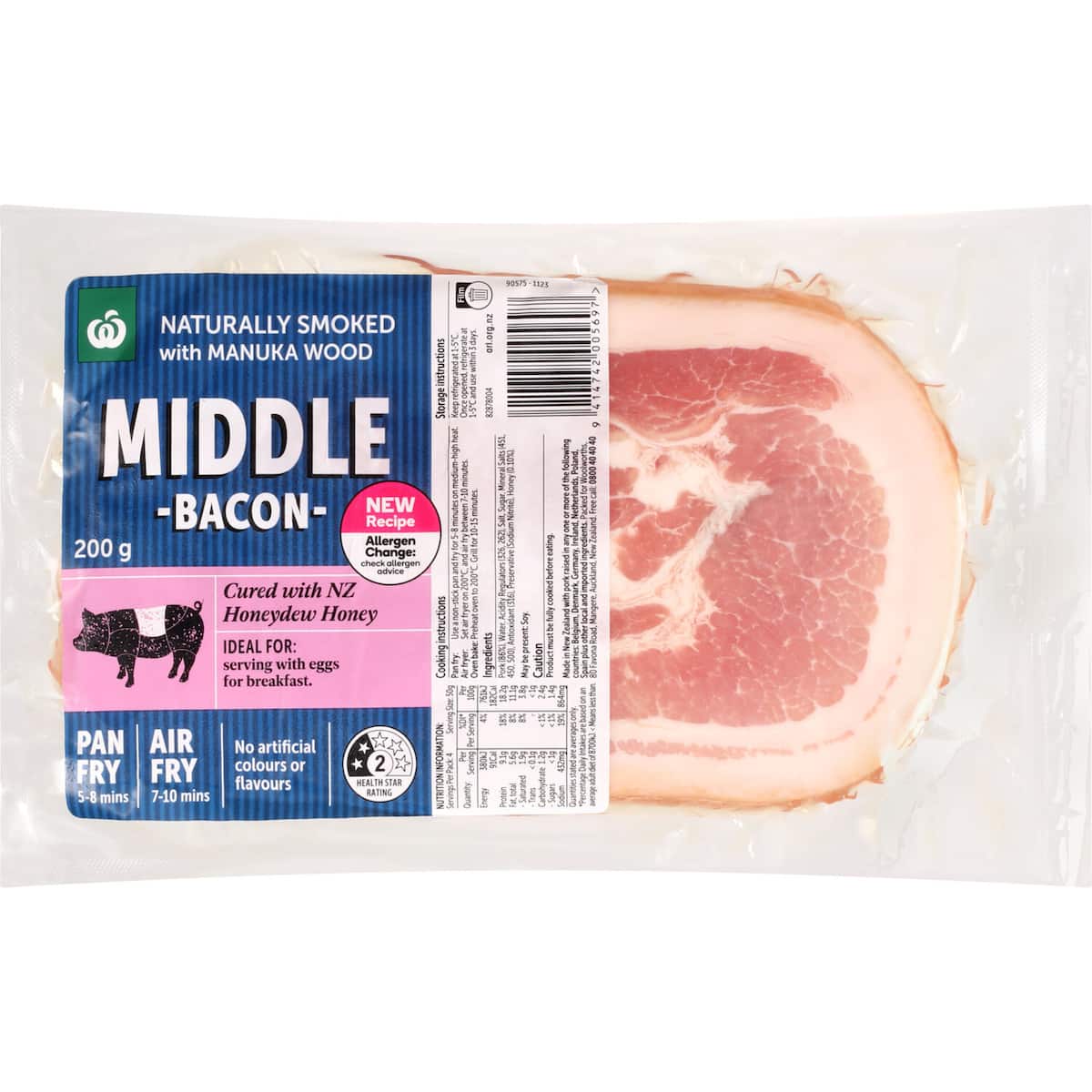 Woolworths Middle Bacon 200g | bunch