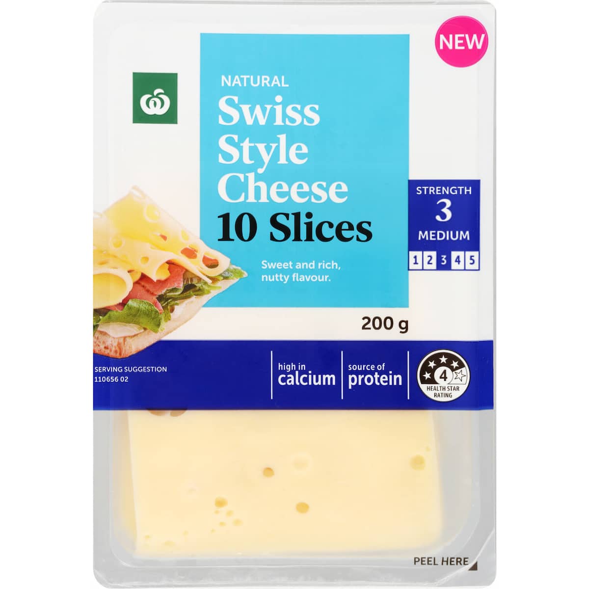 Woolworths Natural Cheese 10 Slices Swiss 200g | bunch