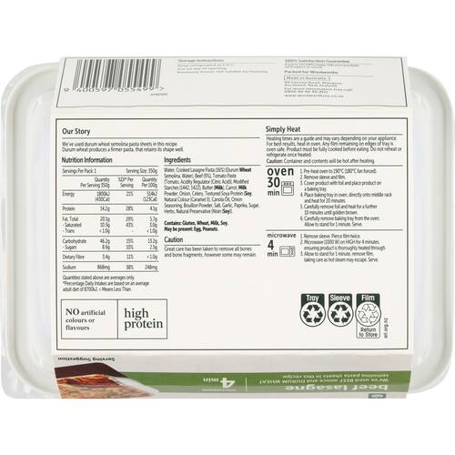 Woolworths Chilled Beef Lasagne 350g