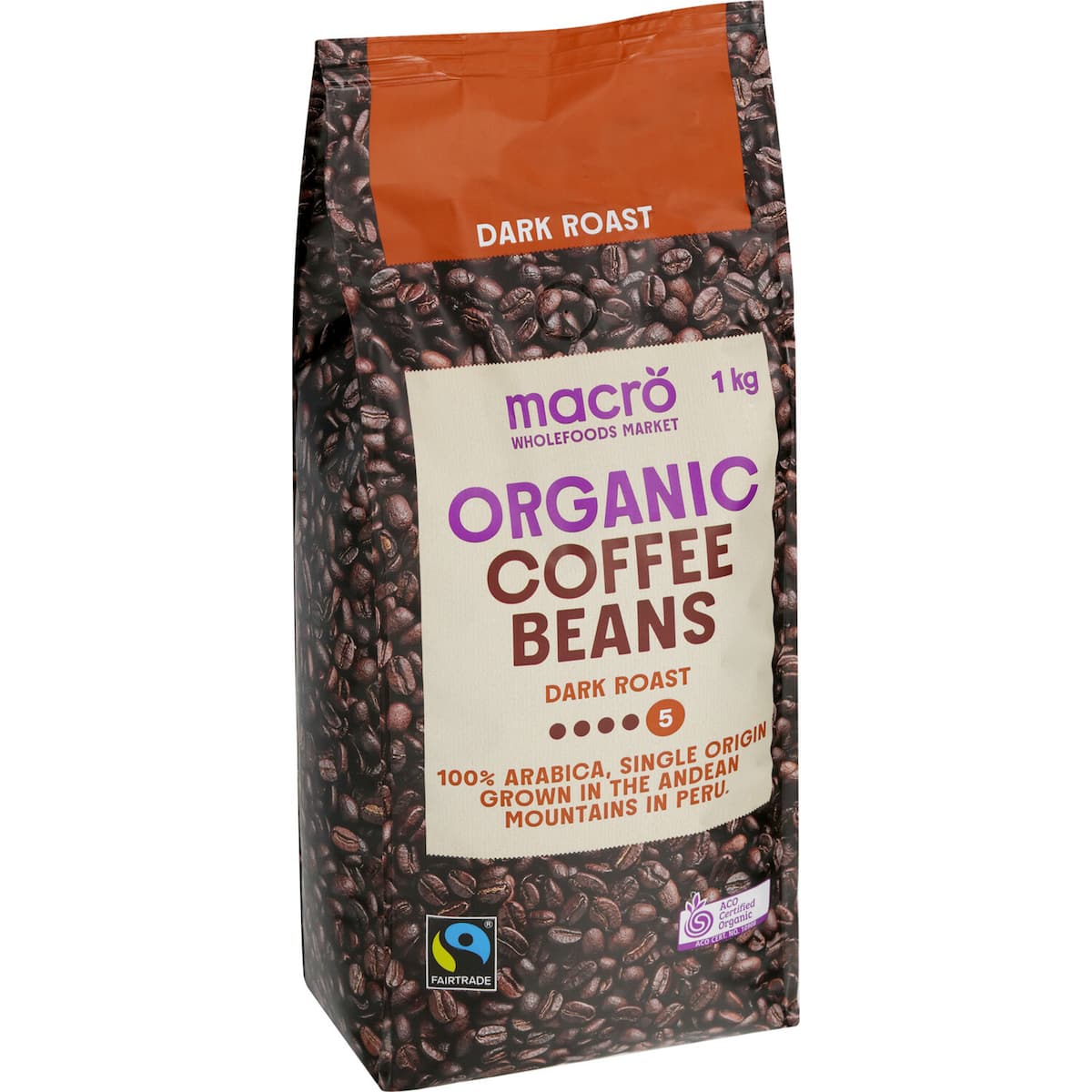 Macro Organic Fairtrade Peruvian Dark Coffee Beans 1kg | bunch