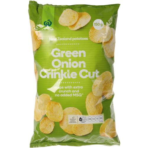 Woolworths Crinkle Cut Chips Green Onion 150g | bunch