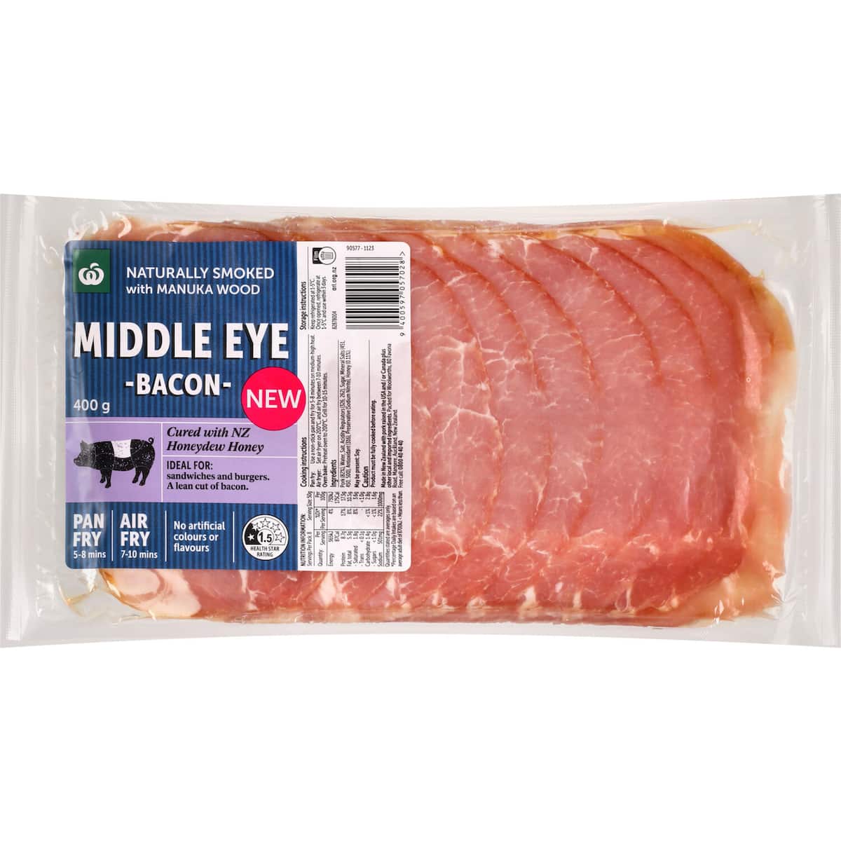 Woolworths Middle Eye Bacon 400g | bunch