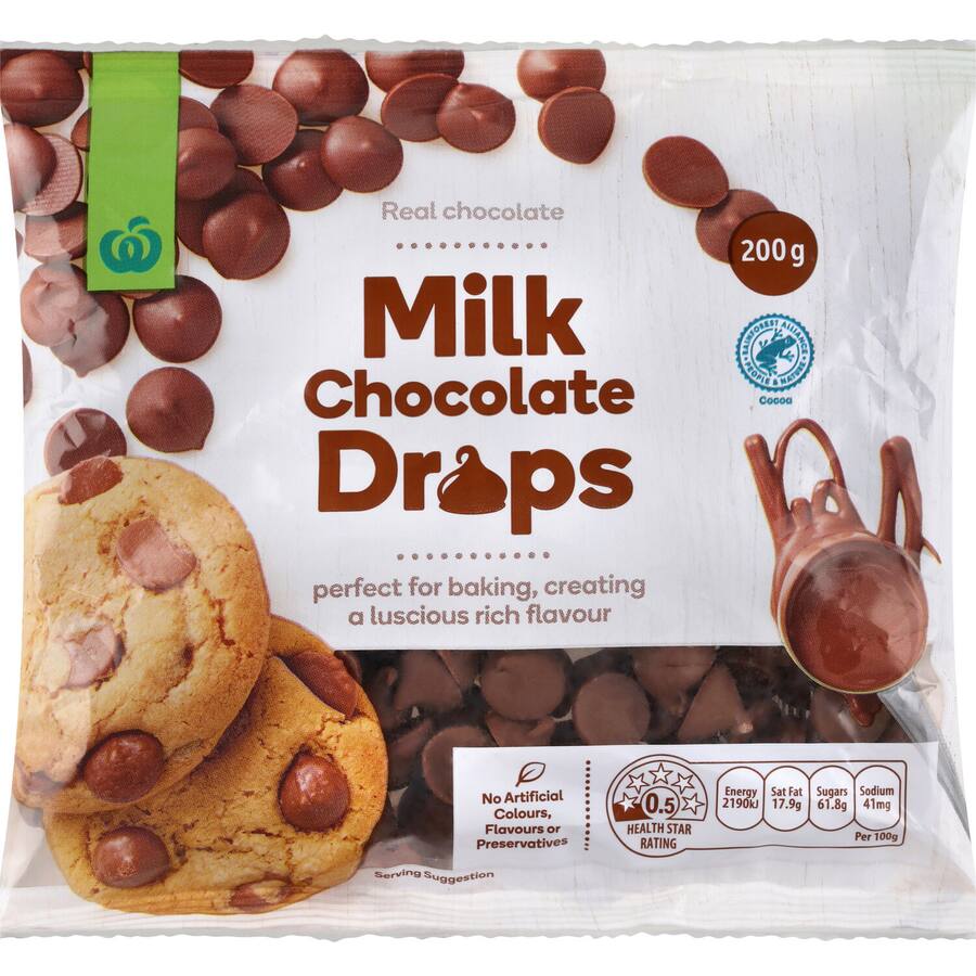 Woolworths Chocolate Drops Milk 200g | bunch