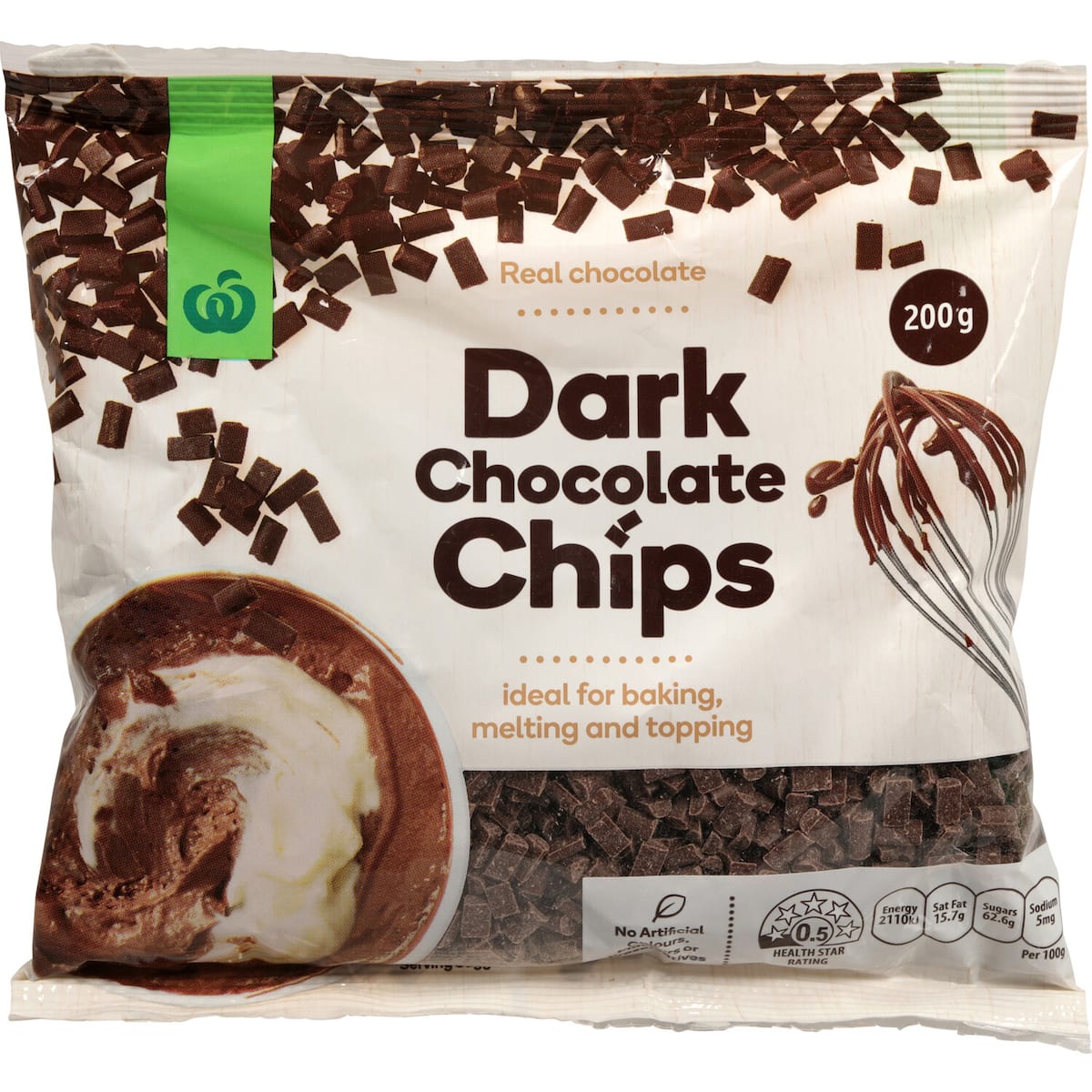 Woolworths Chocolate Chips Dark 200g | bunch