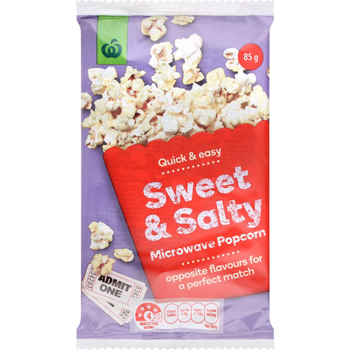 Woolworths Microwave Popcorn Bag Sweet & Salty 85g | bunch