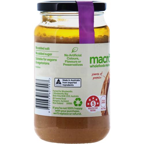 Woolworths Macro Organic Crunchy Peanut Butter 375g | bunch