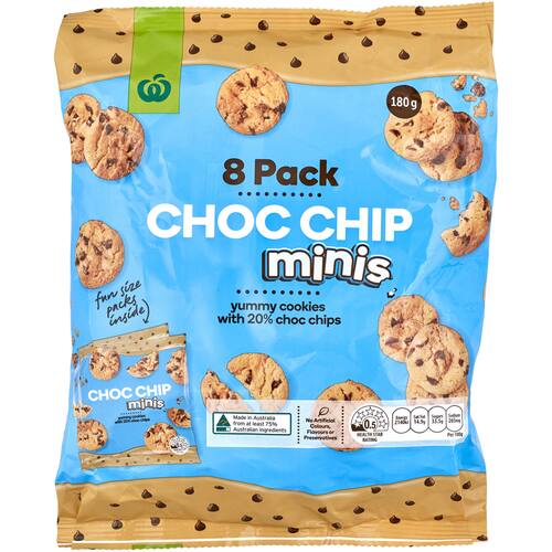 Woolworths Biscuits Mini Choc Chip 180g | bunch