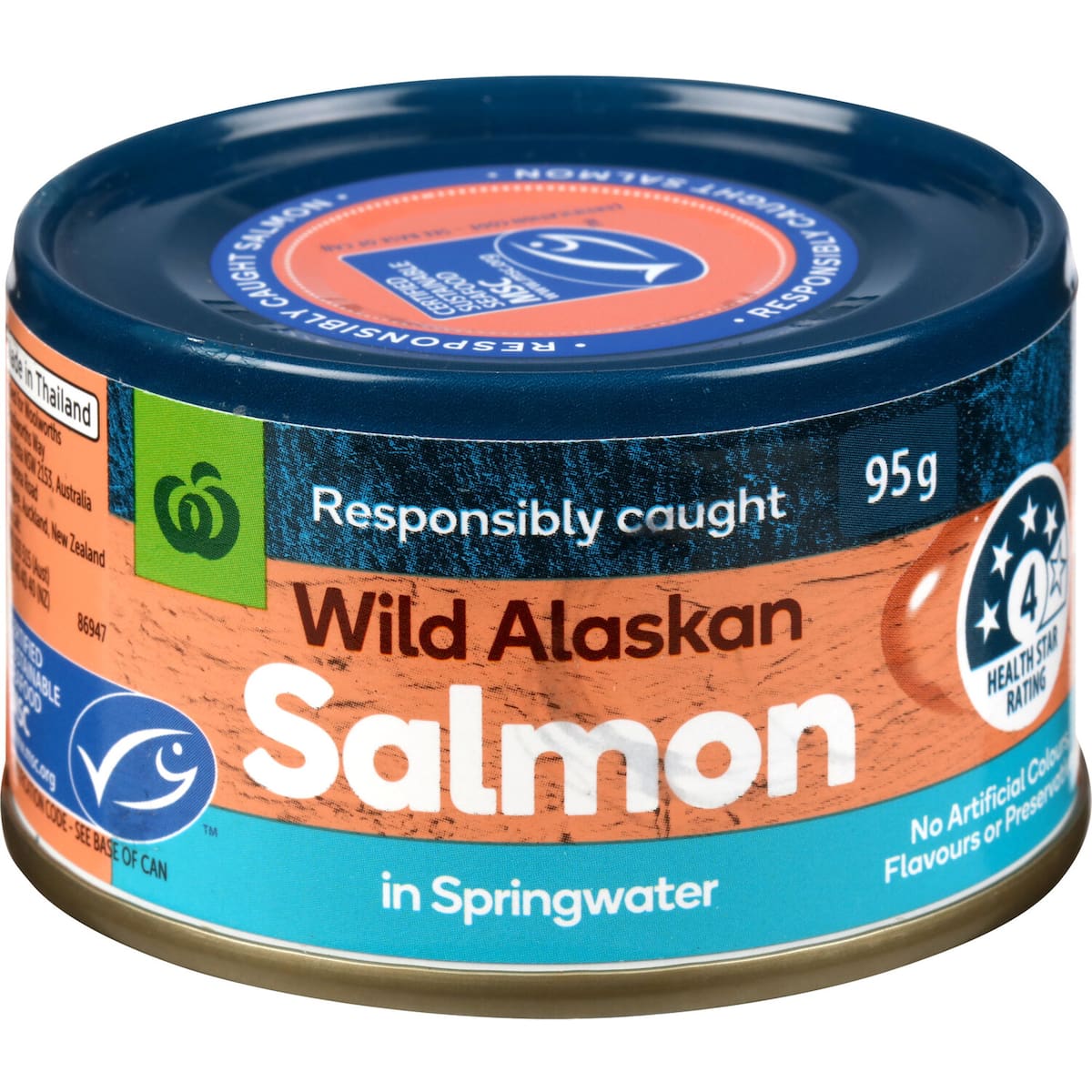 Woolworths Wild Alaskan Canned Salmon In Springwater 95g | bunch