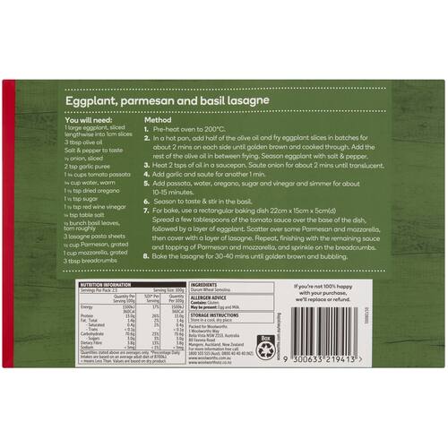 Woolworths Instant Lasagne Sheets 250g | bunch