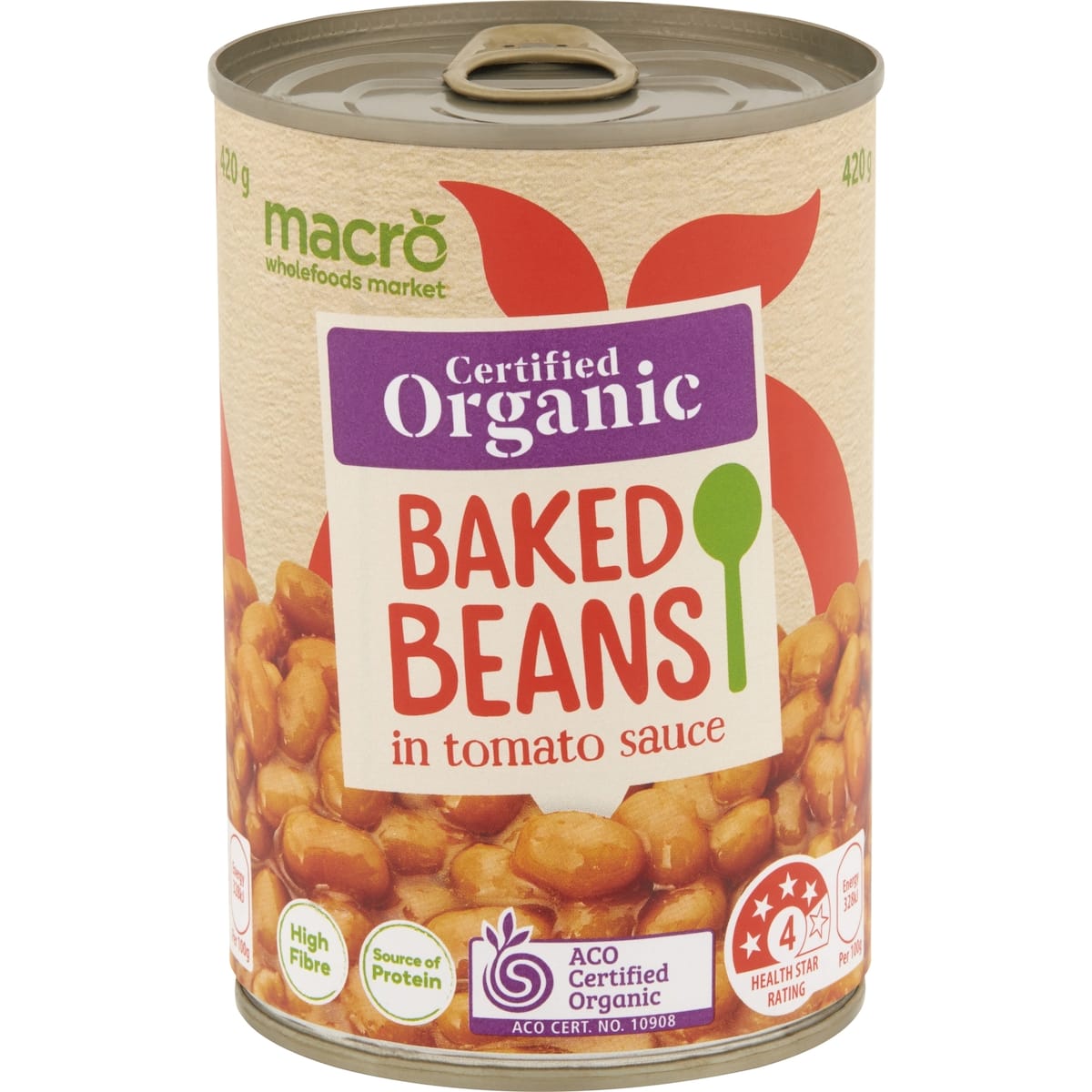 Macro Organic Baked Beans In Tomato Sauce 420g | bunch
