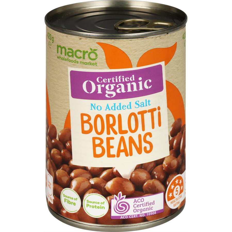 Macro Organic Borlotti Beans No Added Salt 420g | bunch