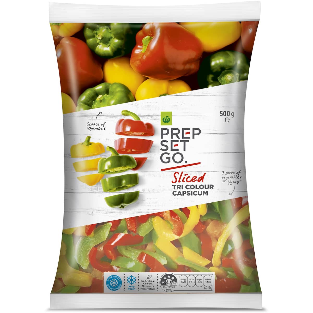 Woolworths Prep Set Go Sliced Mixed Capsicum 500g | bunch