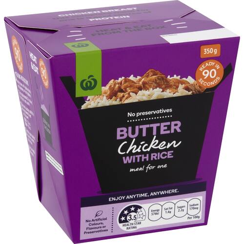 Woolworths Ready To Eat Prepacked Meal Butter Chicken 350g | bunch