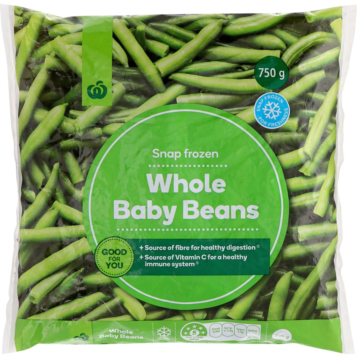 Woolworths Frozen Whole Baby Beans 750g | bunch