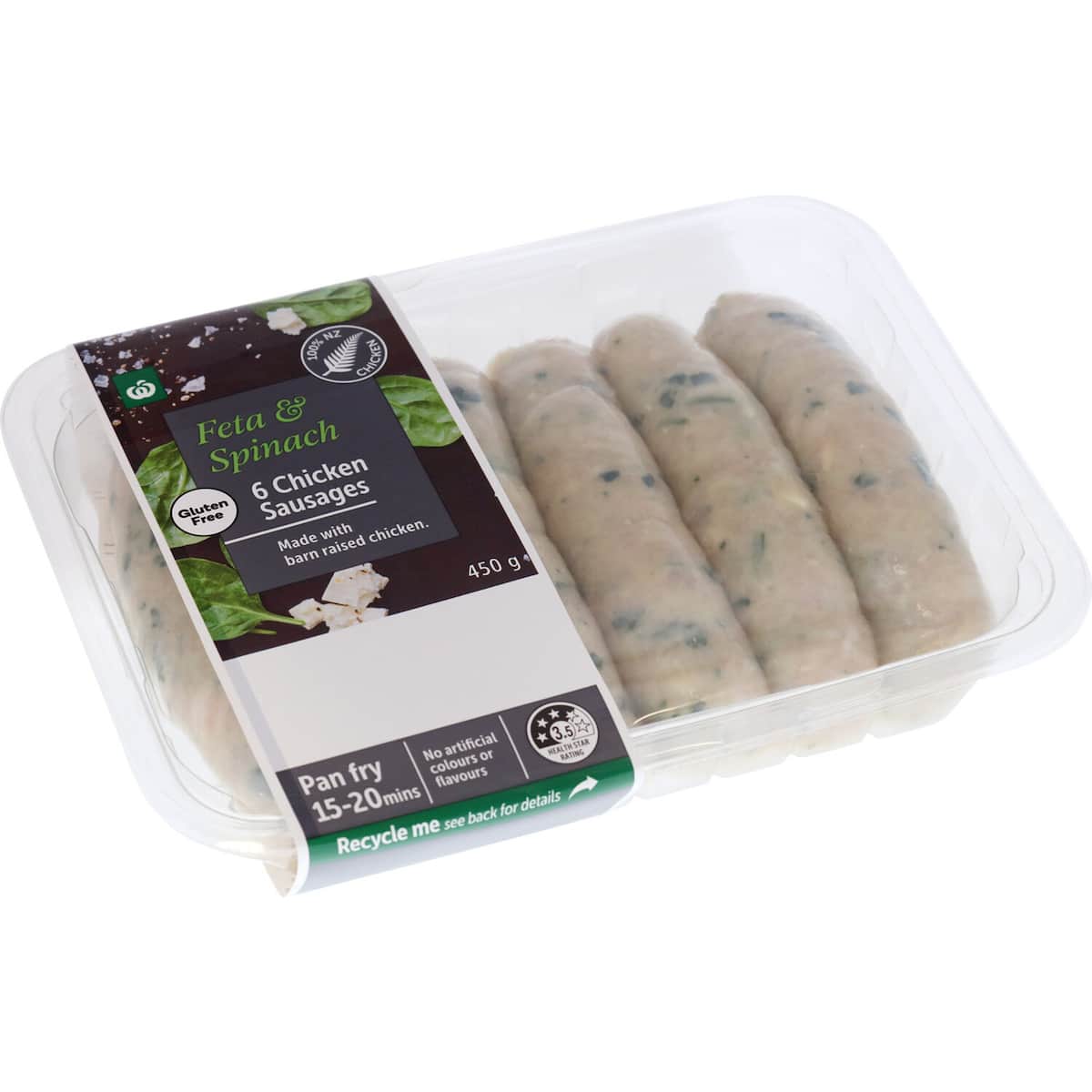 Woolworths Feta and Spinach Chicken Sausages 6pk | bunch
